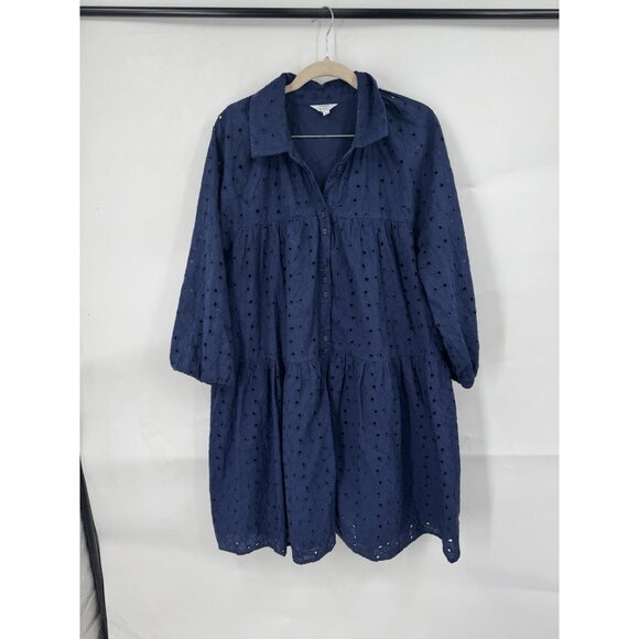 crown & ivy | Dresses | Crown Ivy Eyelet Mini Dress Women Xl Navy Blue ...